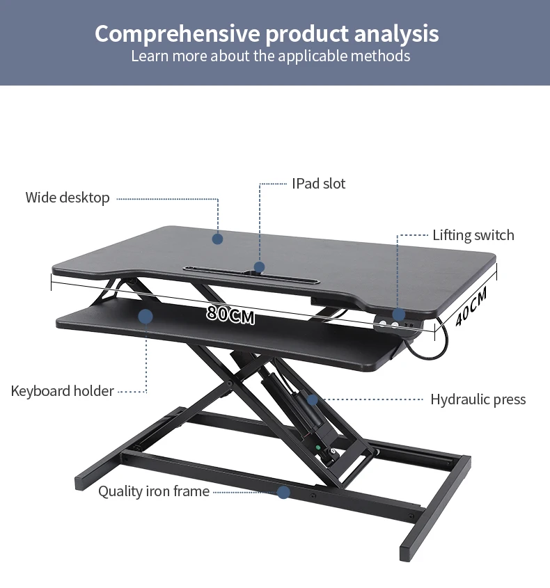 Height Adjustable Standing Sit Stand Up Computer Electric Adjustable ...