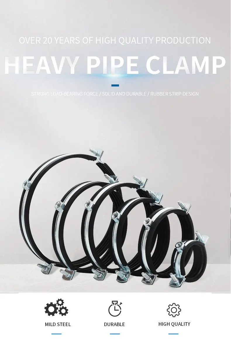 Heavy Duty Pipe Clamp With Rubber Reinforced Rib Professional Hanging ...