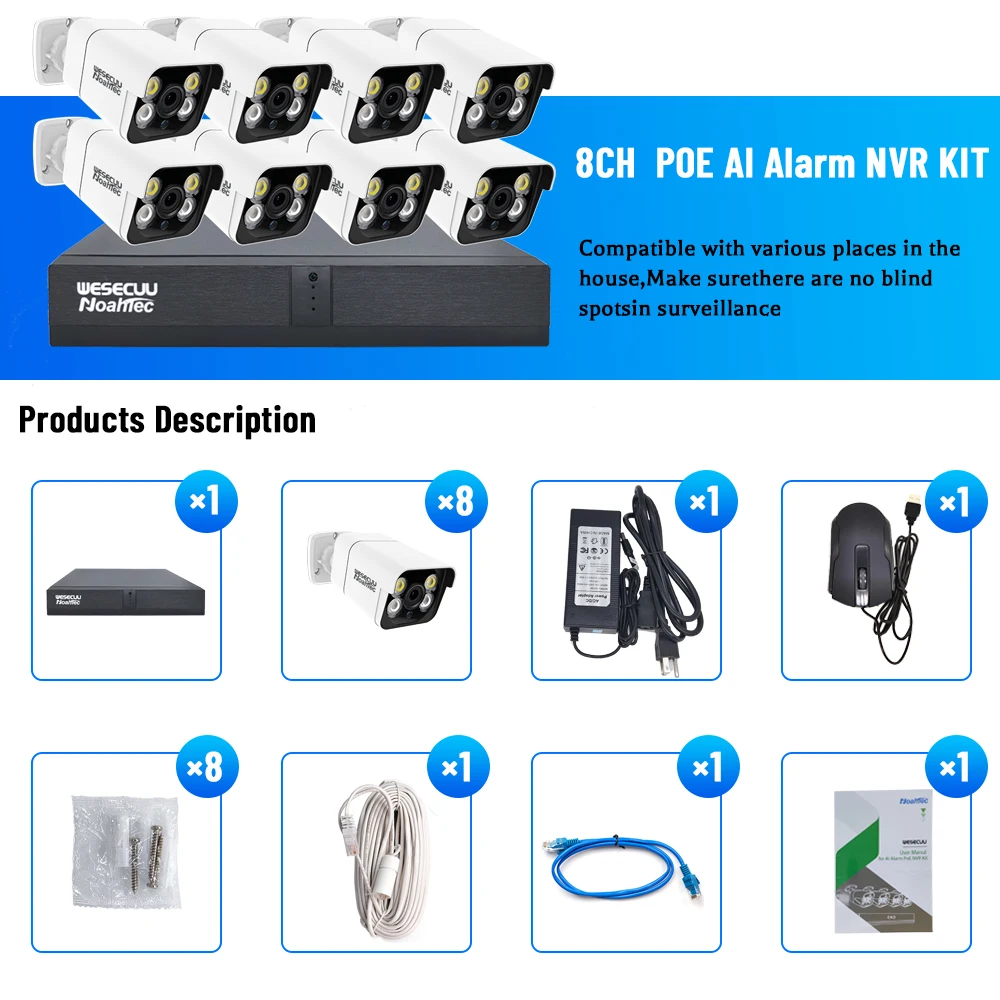 Manufacturer 5mp 4k 8mp 4 8 16 Channel NVR HD AI Ip Poe Nvr Home ...