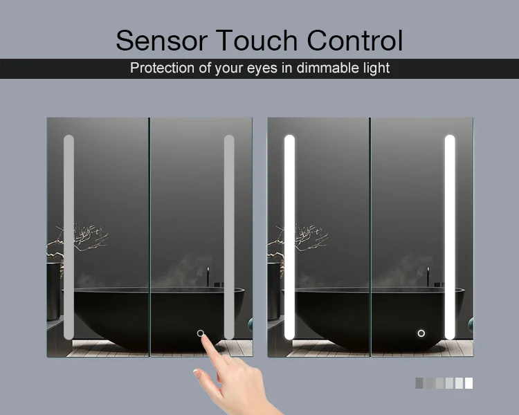 Modern Touch Sensor Switch Led Lock Smart Bathroom Mirror Cabinets With ...