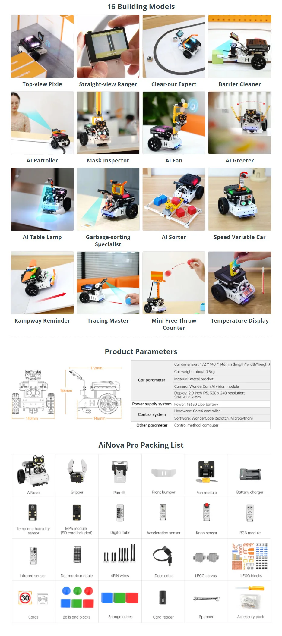 Programmable Toy Robot Car With Ai Vision Module And Sensors Up To 16 ...