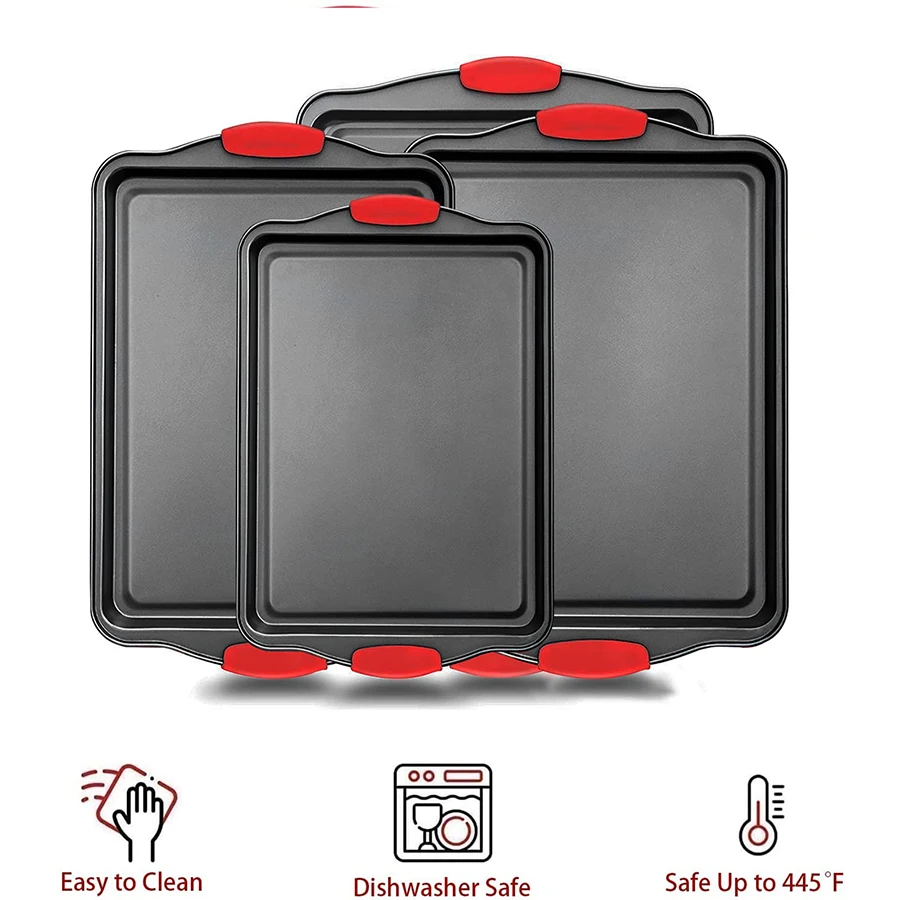 High Quality Bakeware Cookie Baking Pan Set Silicone Handle Non Stick ...