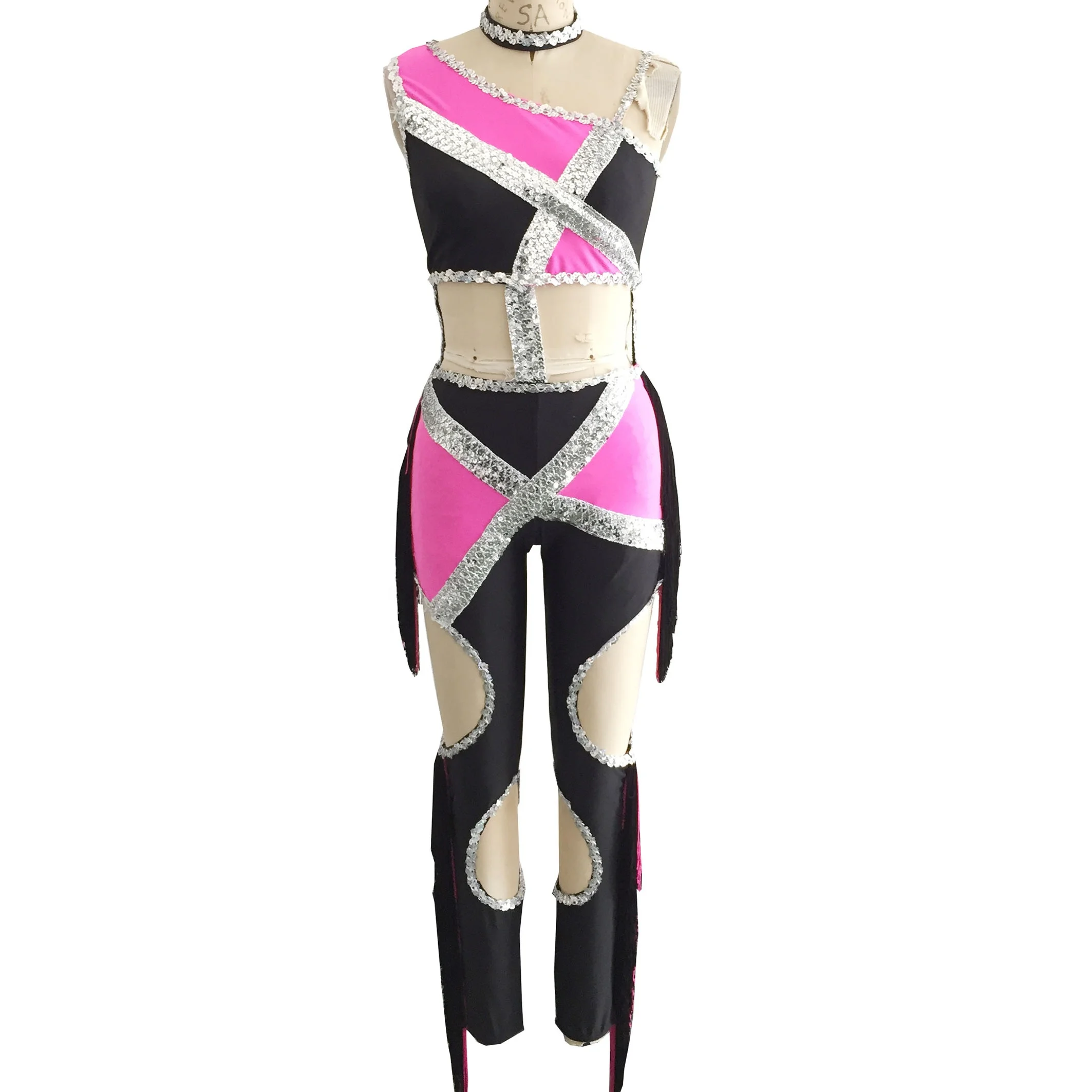 Jumpsuit Black And Pink Practice Dance Wear Girl Jazz Performance Dance ...