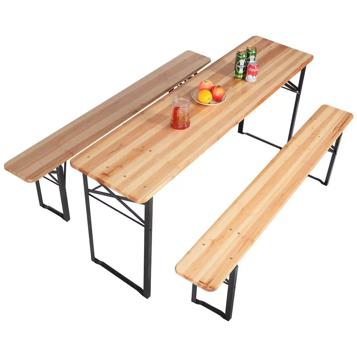 Outdoor Plastic Patio Wood Picnic Beer Garden Portable Folding Table ...