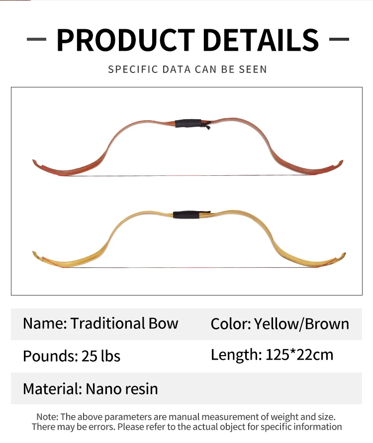 25 Lbs Traditional Recurve Bow - Perfect for Archery Hunting