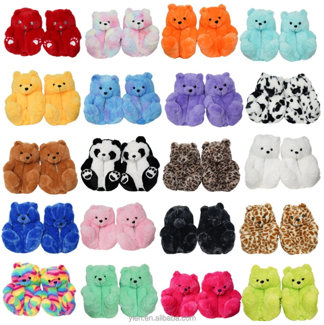 Wholesale Teddy Bear Plush Slippers Cute Cartoon Cotton Shoes for ...