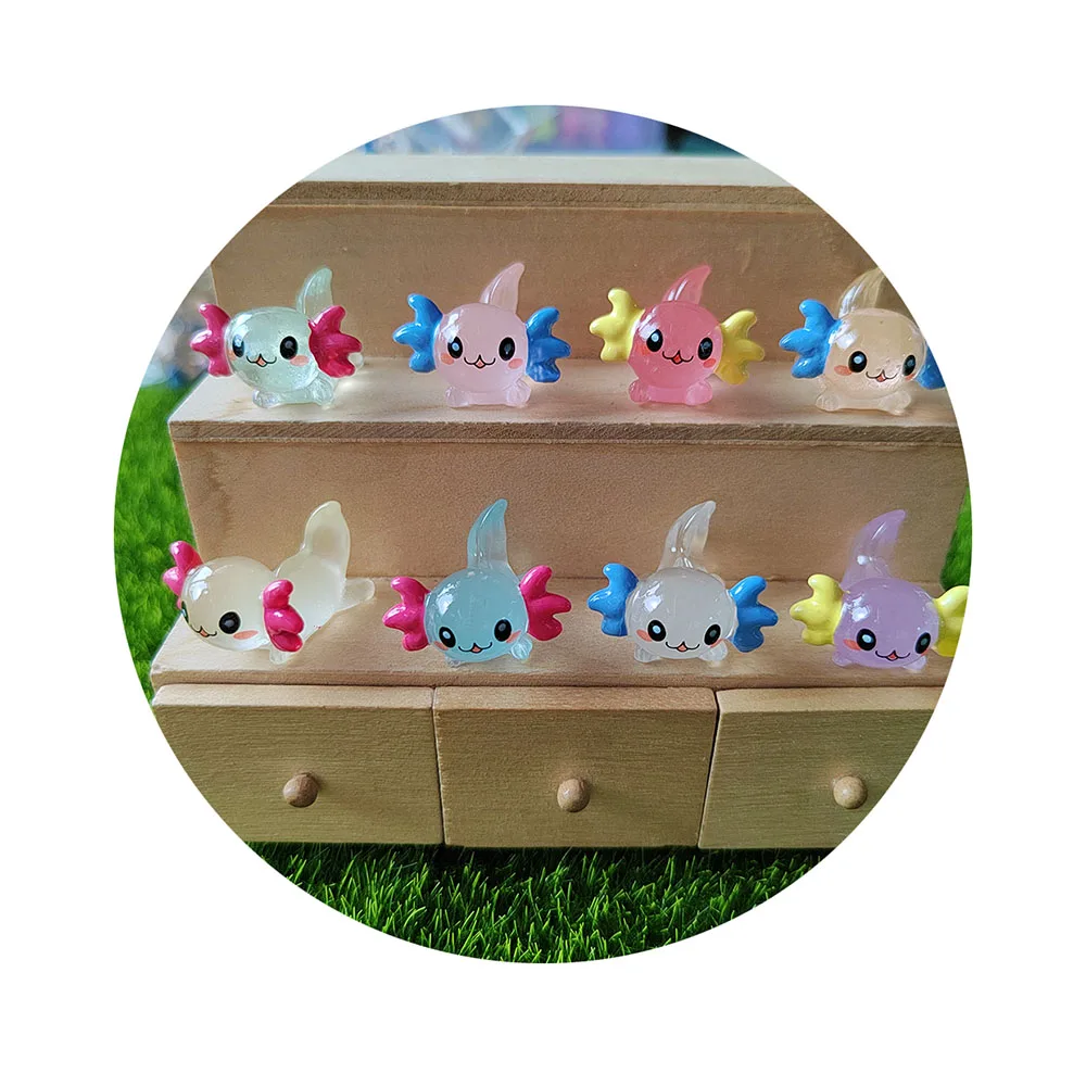 Cute Luminous Resin Axolotl Figurine - Glow in Dark Charm