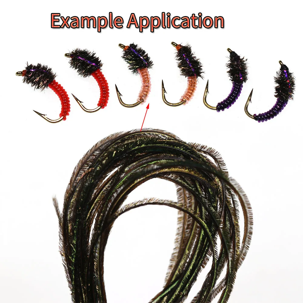 10cm-18cm Natural Olive Green Peacock Herl Feather Wire MakeLures ...