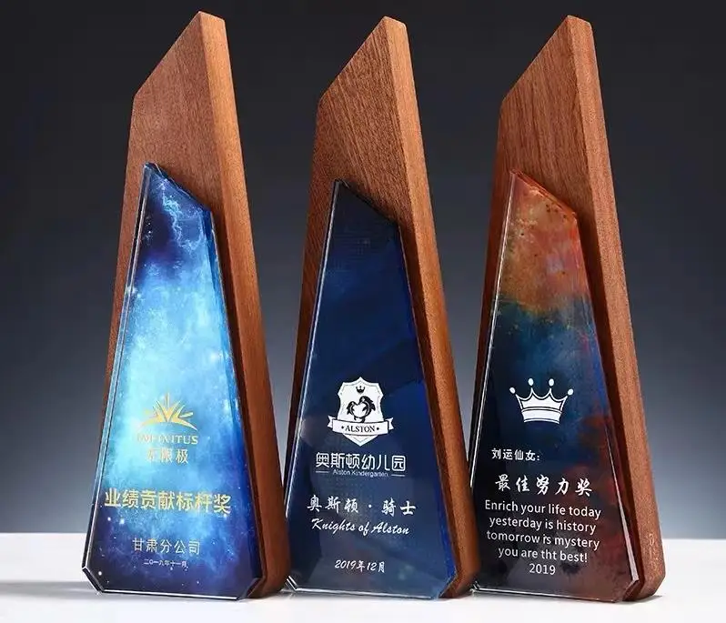 Geometry Crystal Trophy Medal - Dazzling Wooden Trophies