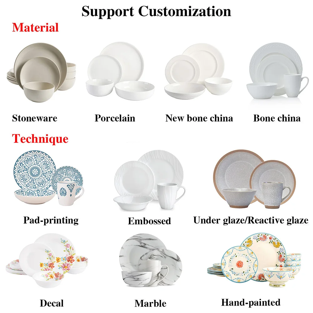 Custom Customizable Logo Luxury White Porcelain Dinner Plates Set Round ...