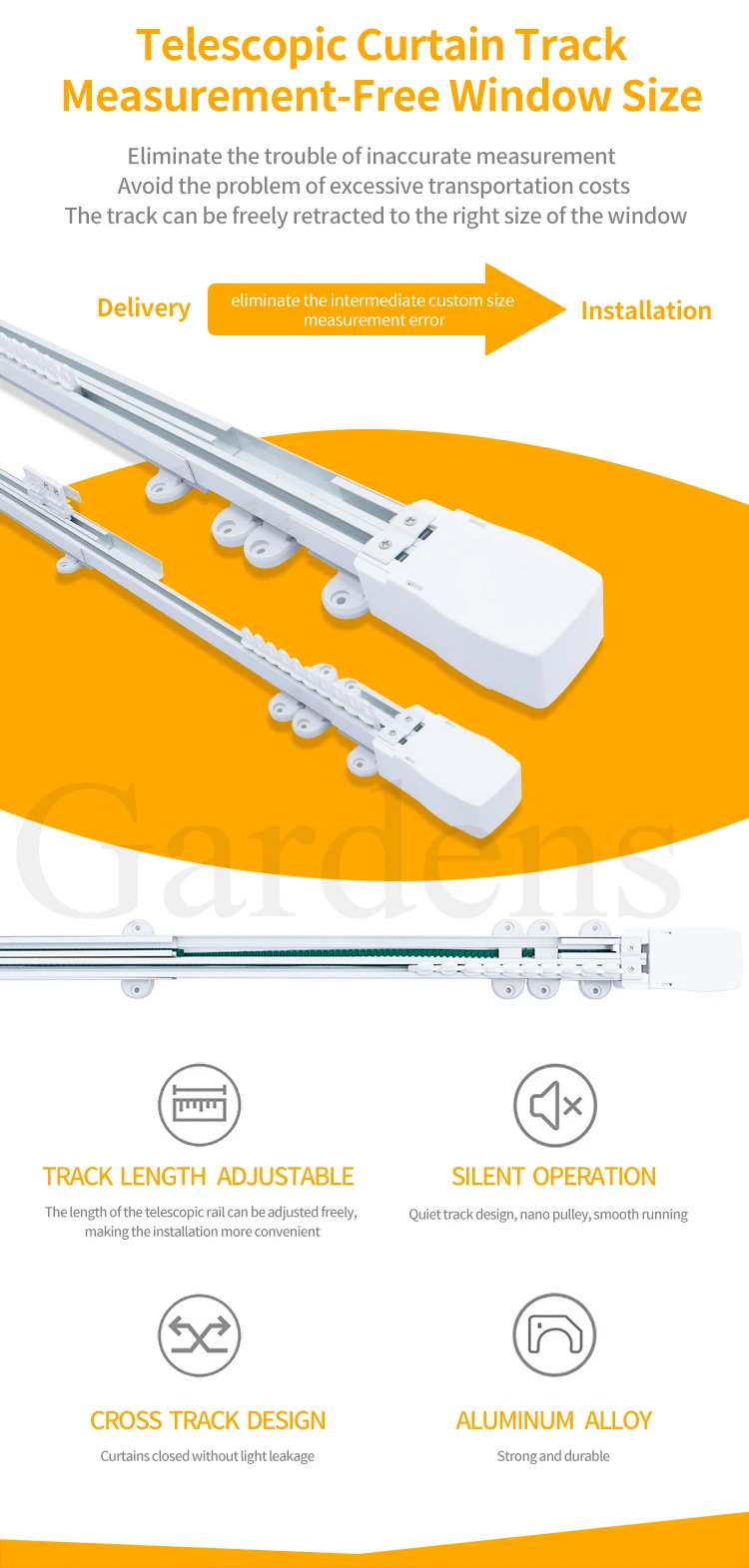 Gardens Adjustable Motorized Telescopic Curtain Track 2.4-4.5m With ...