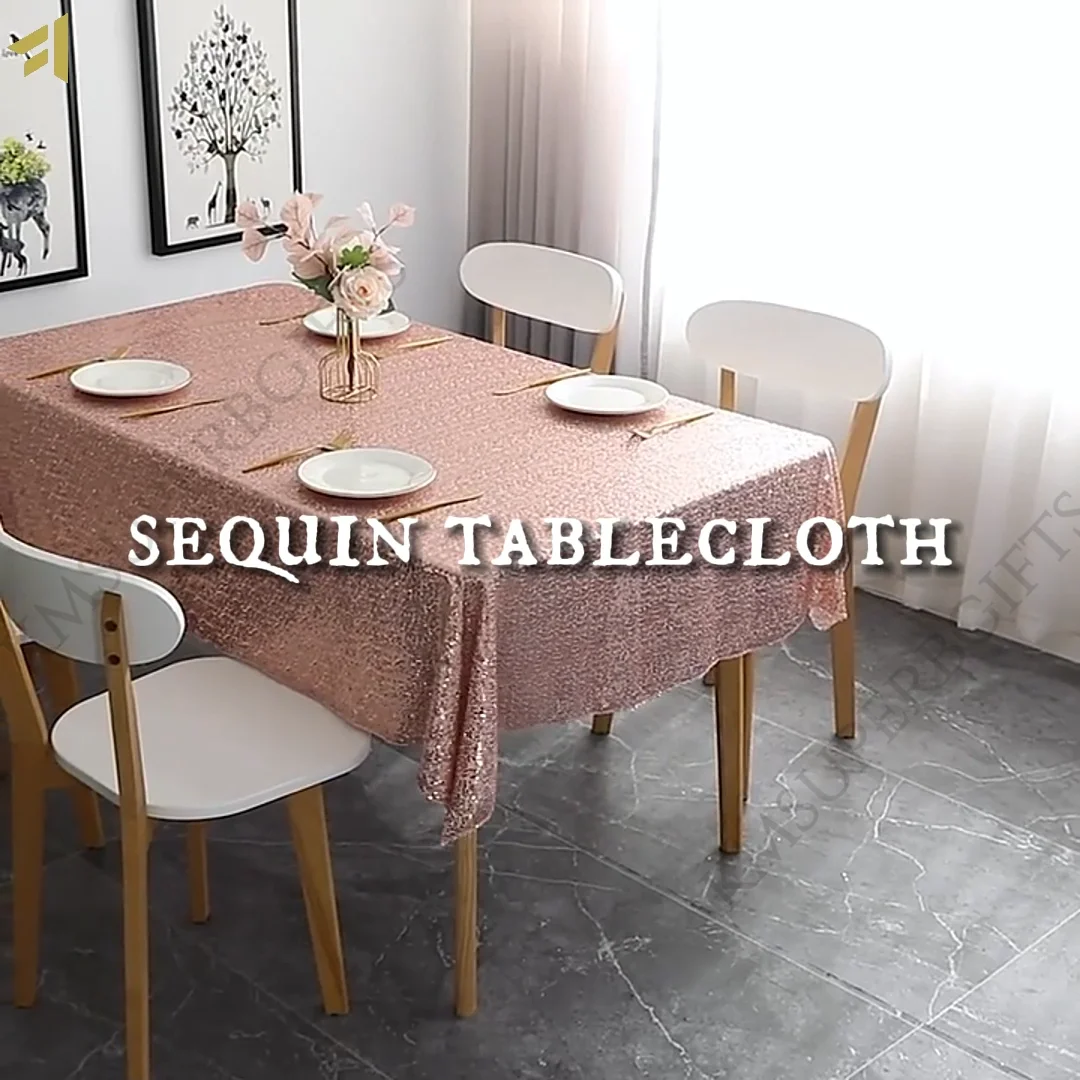 Rectangular Fabric Table Cloth Set Rectangle 6 Places Gold Wedding ...