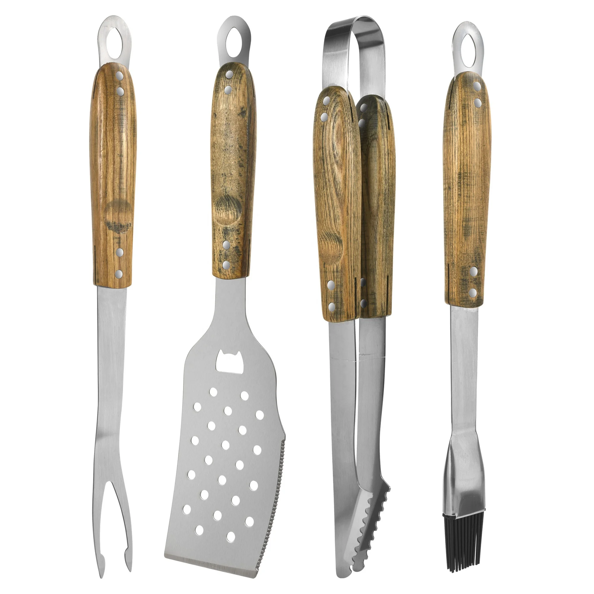 New Style BBQ Tool Set Barbecue Utensil Tools Wooden Handle Barbecue ...