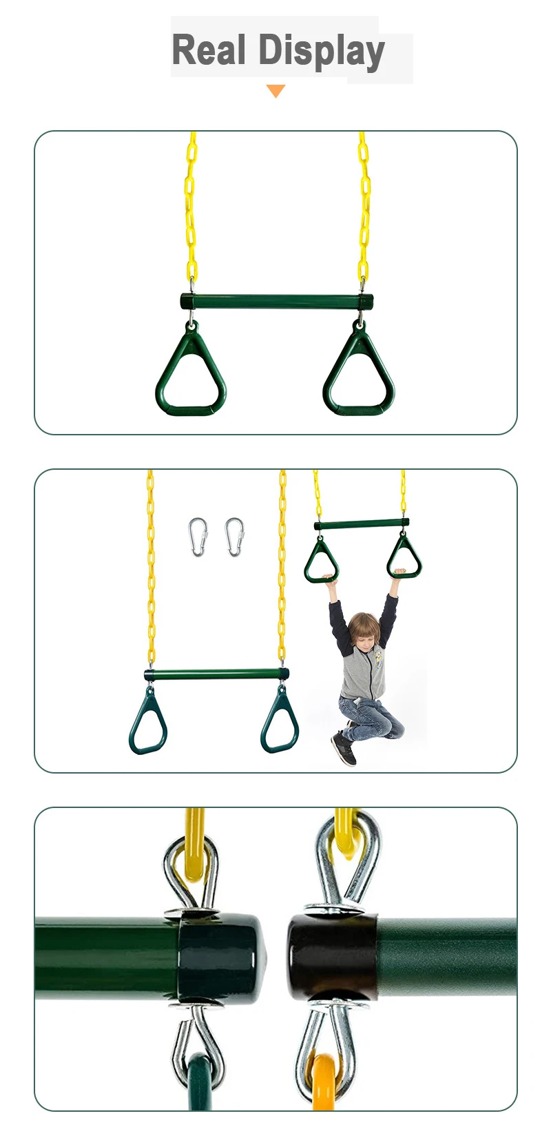 Wholesale Adjustable Rope Set Trapeze Swing Iron Bar Gym Rings Bar Tree ...