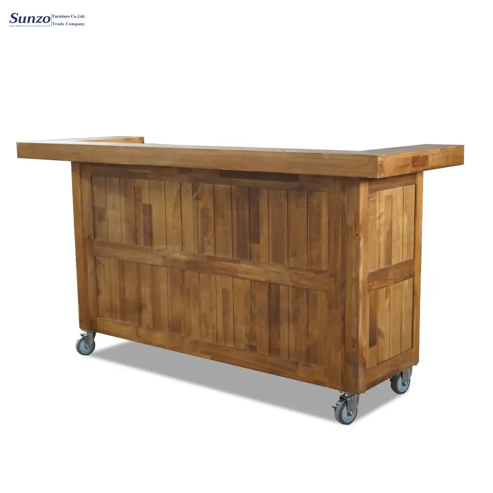 Convenient Commercial Wooden Wedding Bar Table with Wheels