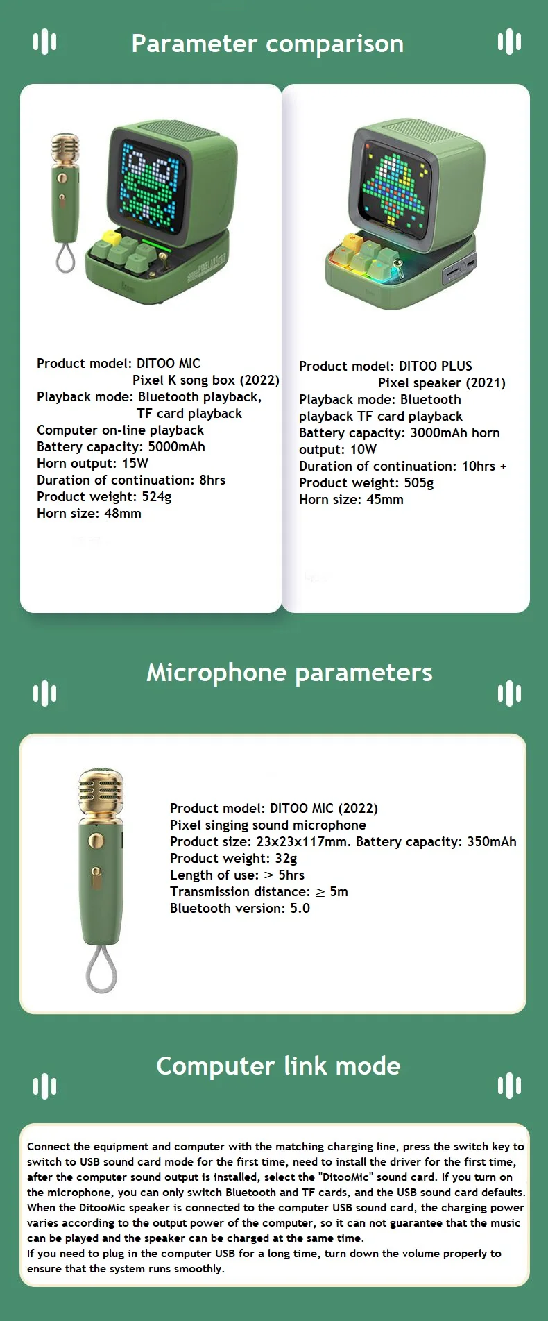 Divoom Ditoo Mic ศิลปะพิกเซลย้อนยุค,บอร์ดแสดงผล Led แบบ Diy นาฬิกาปลุก ...