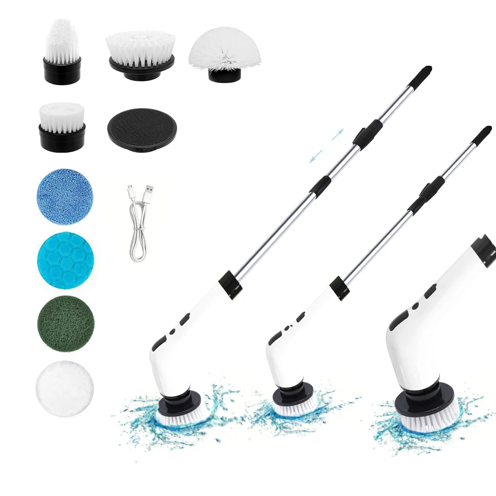 Electric Spin Scrubber Cordless Power Spinning Cleaner Brush Long ...