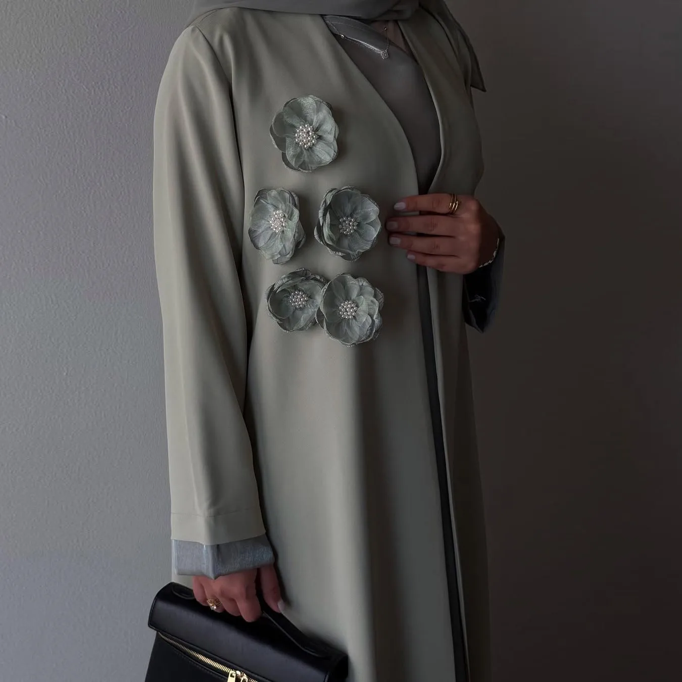 Modest Women's ODM Polyester Breathable Open Abaya Muslim Kaftan Dress ...