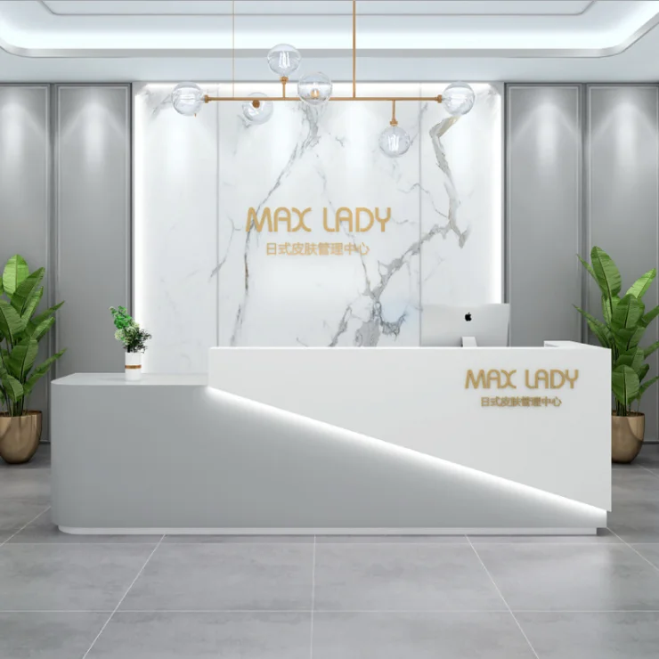 Luxury White Front Desk Counter - Ideal for Hotel Reception