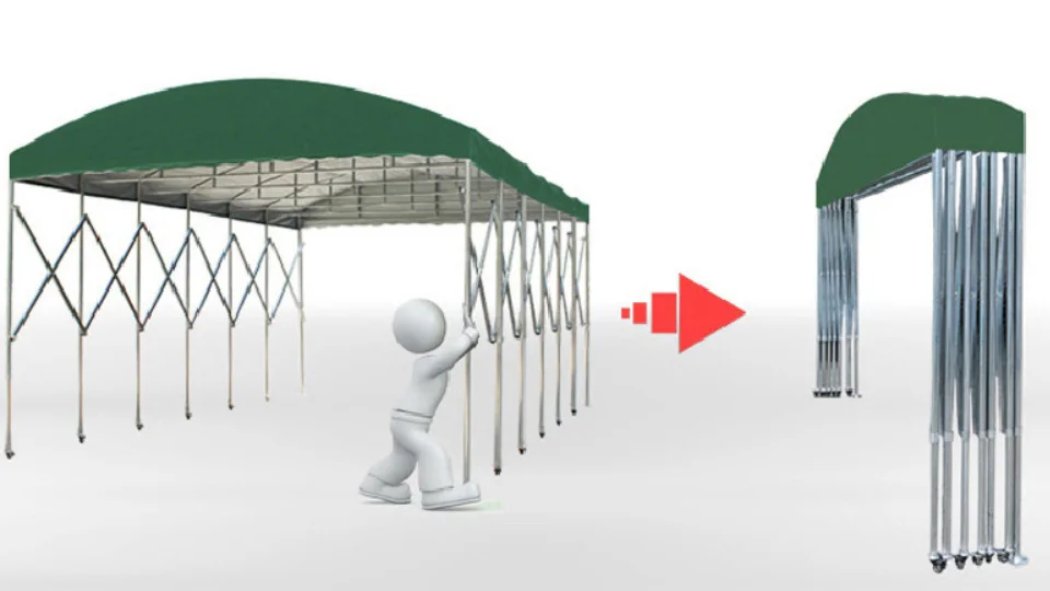 Glamping Outdoor Retractable Storage Tent Push Pull Structure Moveable ...