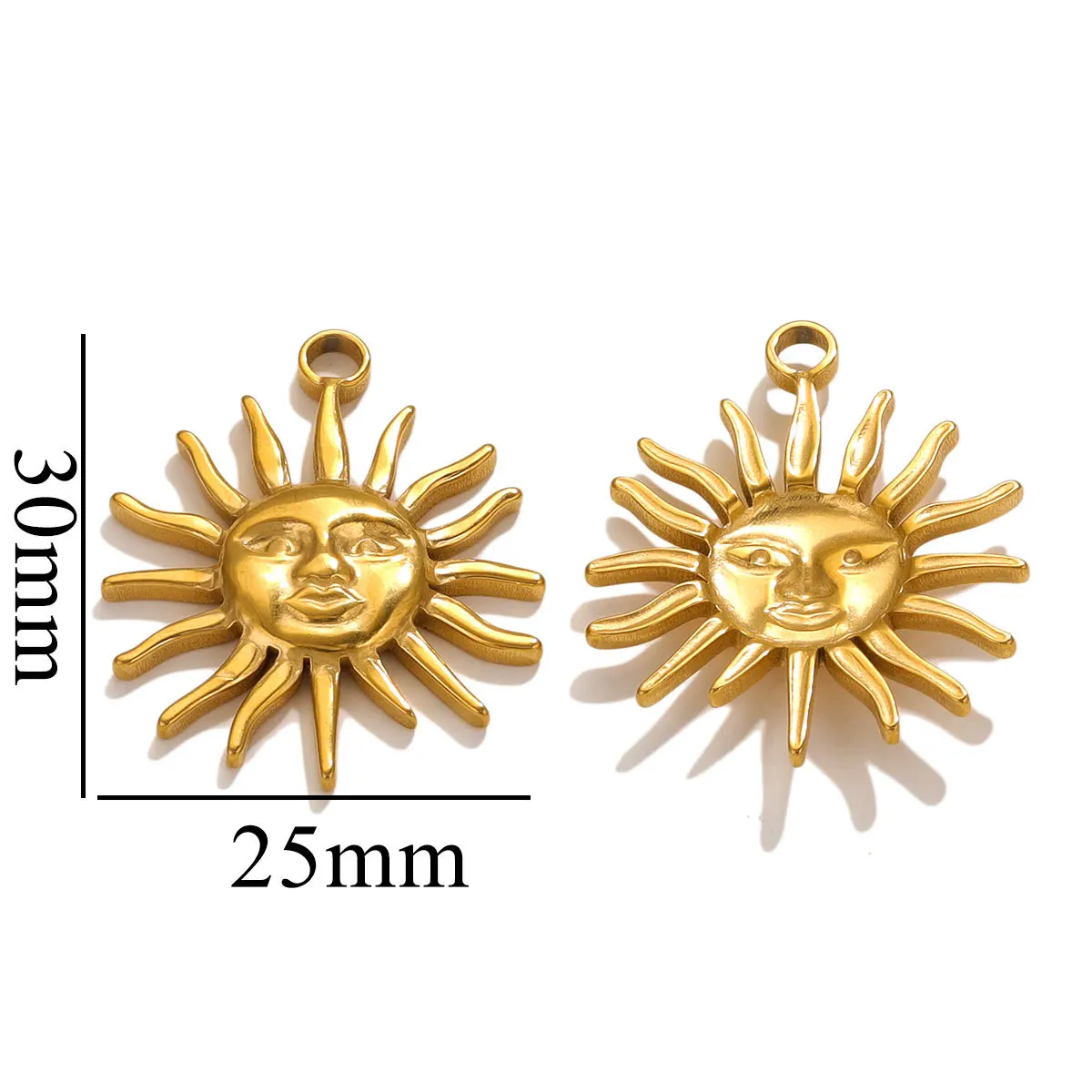 Vintage Stainless Steel Smiling Sun Moon Pendant 18K PVD Gold DIY ...
