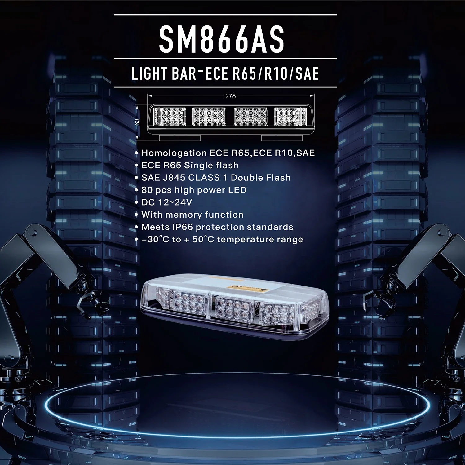 SAE ECE R65 Led Warning Lightbar 12V 24V Car Roof Strobe Light bar ...