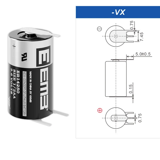 EEMB ER14250 3.6V Lithium Battery - Reliable Non-Rechargeable Power