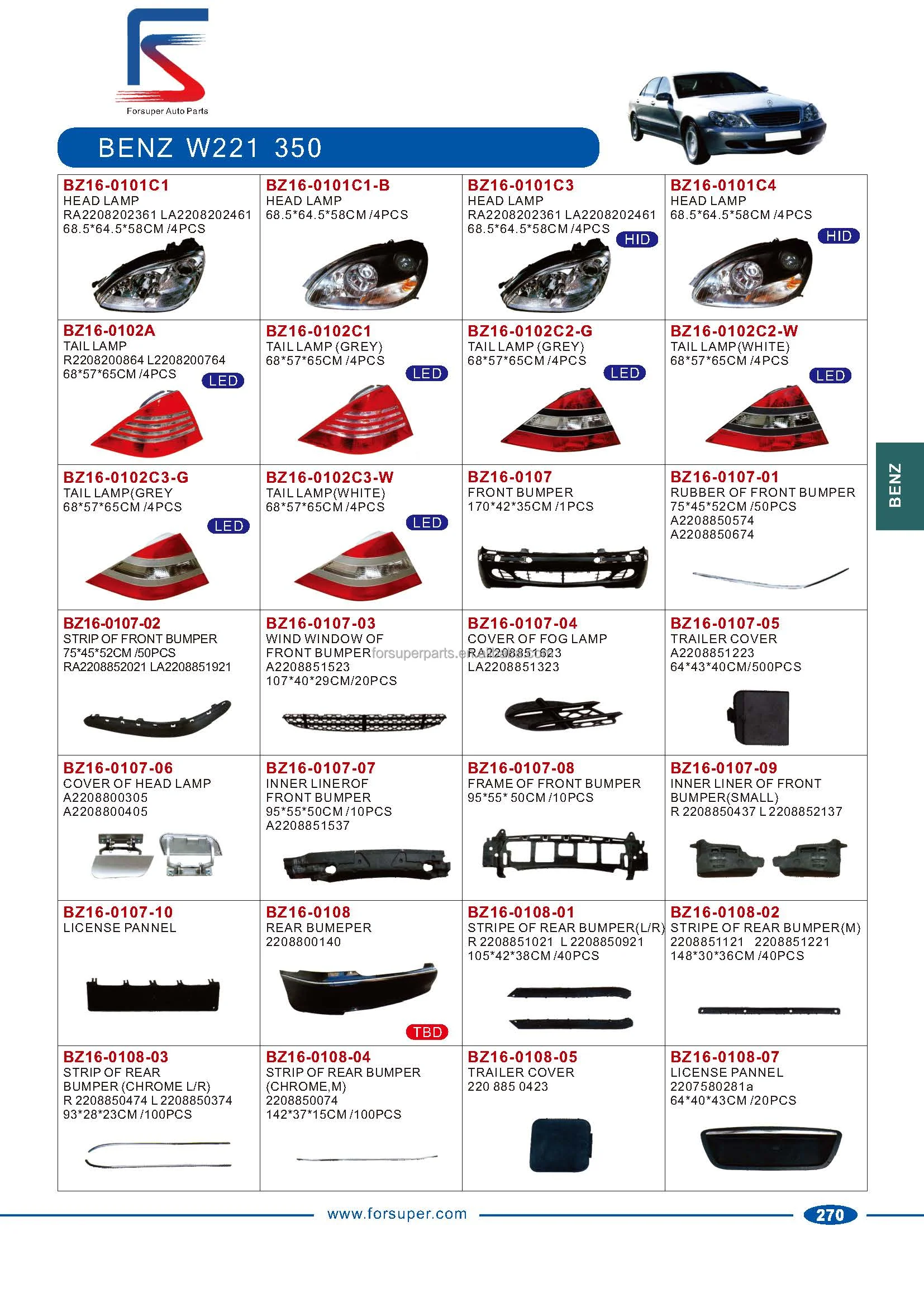 Rear Bumper for BENZ W221 S350 Auto Parts 2208800140| Alibaba.com