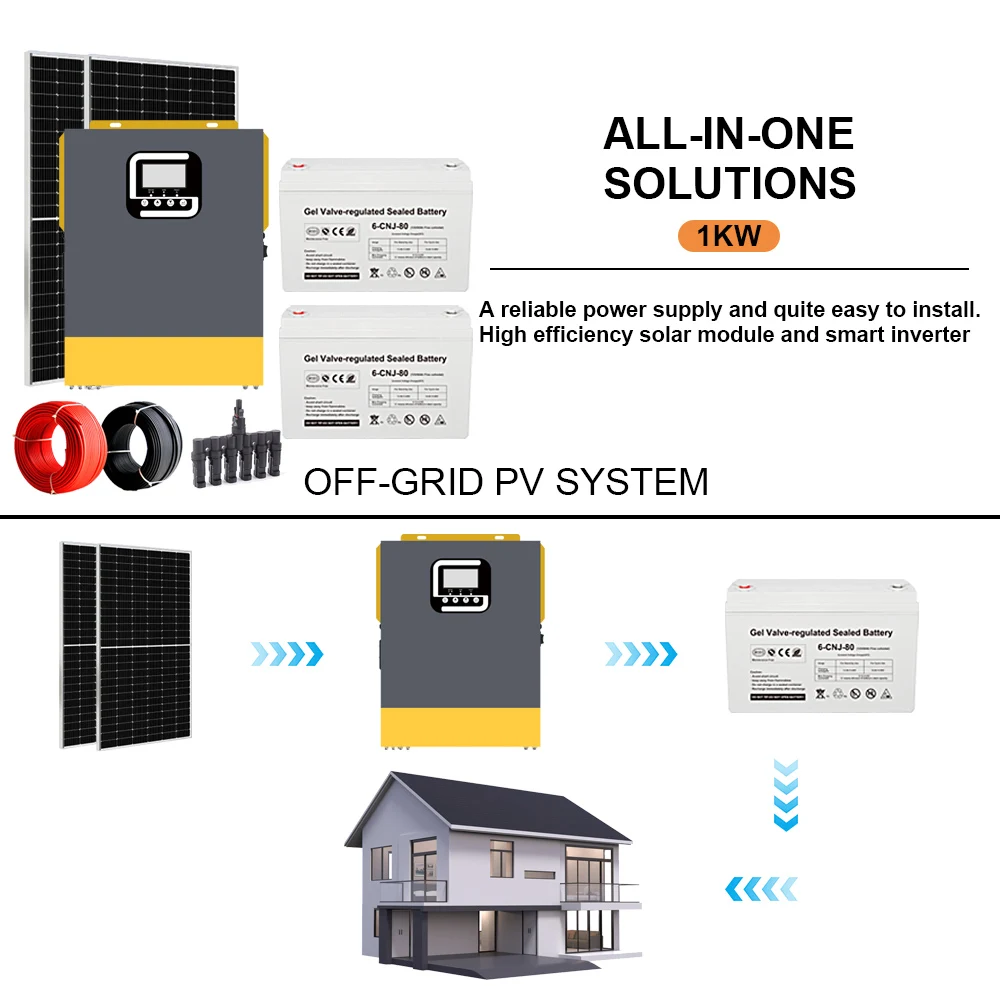 1kw Off Grid Full Set Solar Energy System Hybrid Home Solar Power ...
