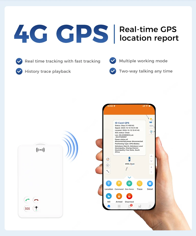 Portable Student ID Card GPS Tracker with SIM Card SOS Calling Geofence ...