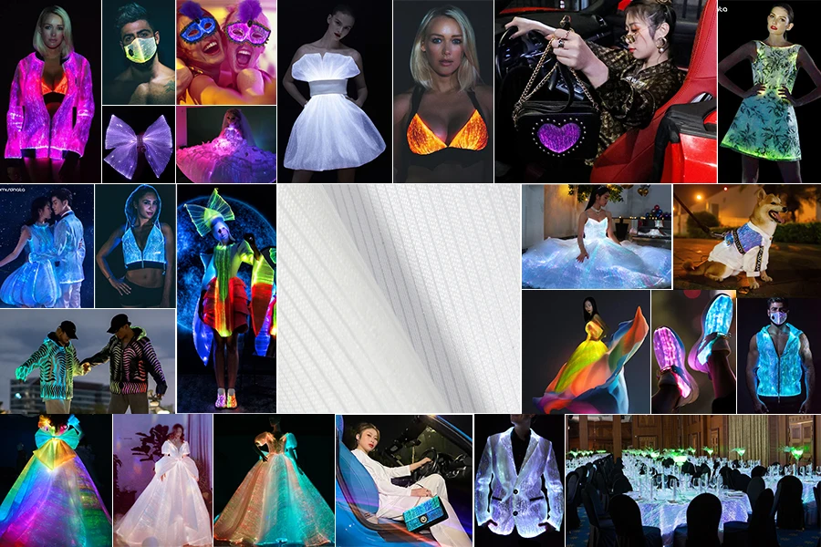 Wholesale 7 Color Changeable Lighting Up Fiber Optic Luminous Fabric ...