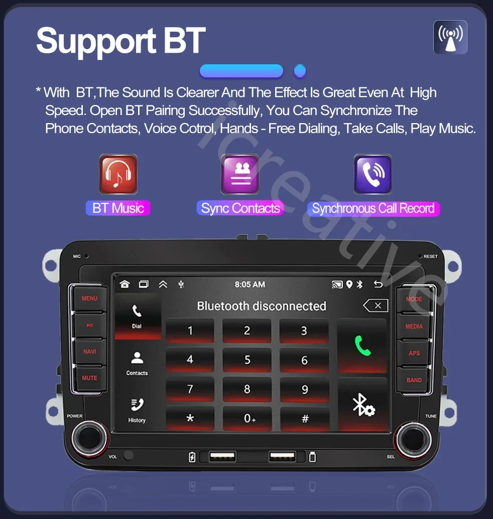 2din Car Radio for VW Golf 5 6 - Android Screen Navigation
