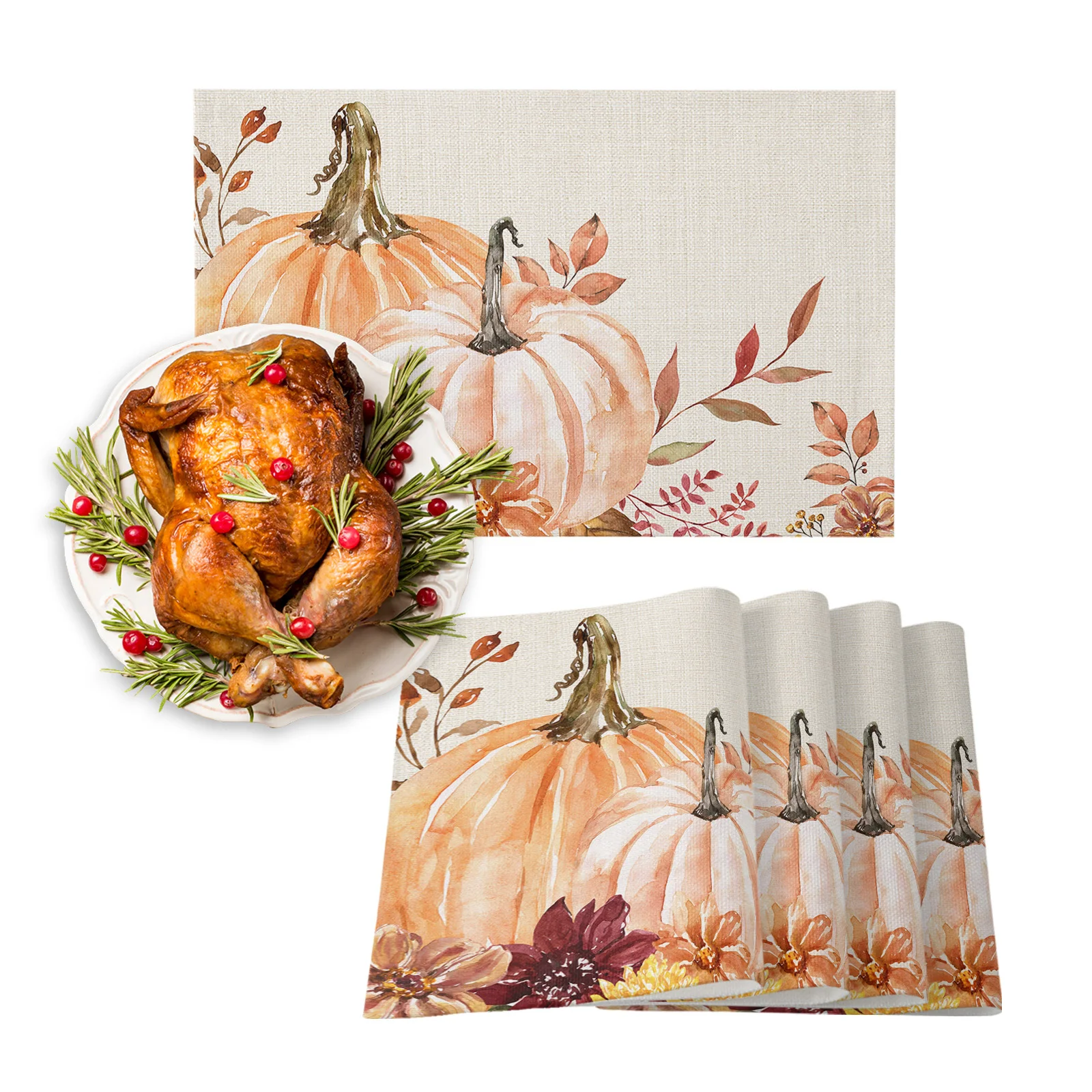 Fall Autumn Harvest Holiday Party Placemat Rustic Vintage Washable ...