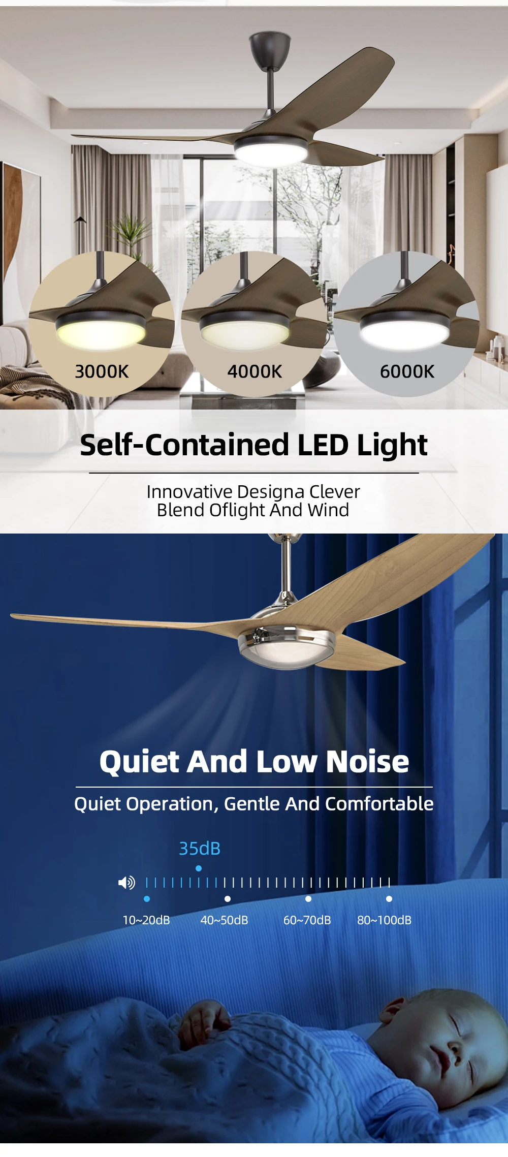 Modern Luxury Abs Blade European Style Energy Saving Control Ceiling ...