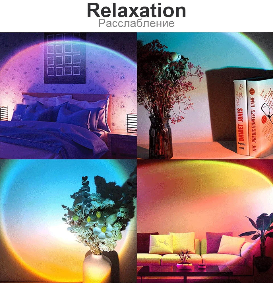 USB Sunset Lamp Sunset Projector Mood Light Living Room Bedroom Night ...