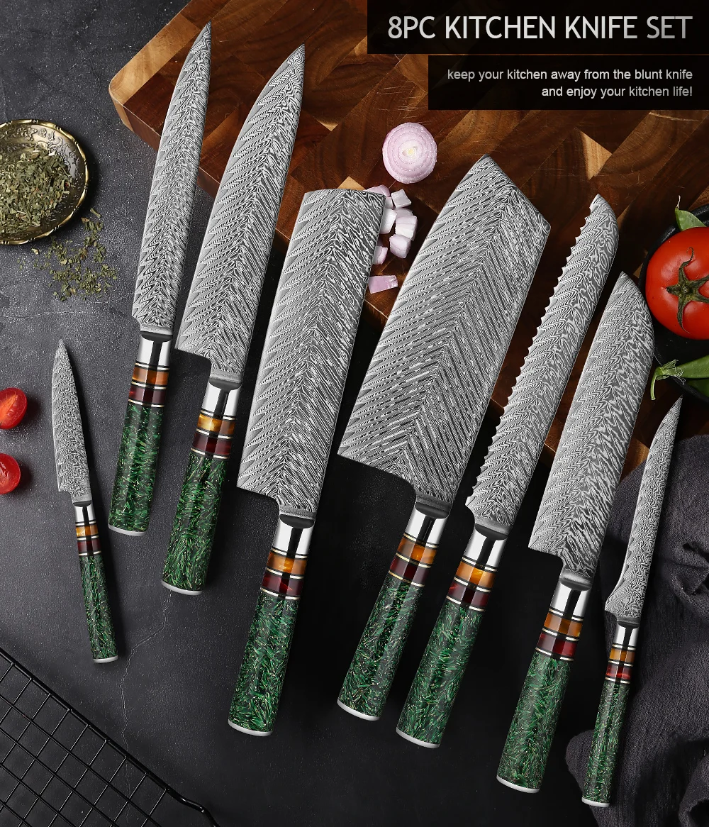 High Quality Kitchen Knives Sets Damascus Steel Chef Knife Sharp ...