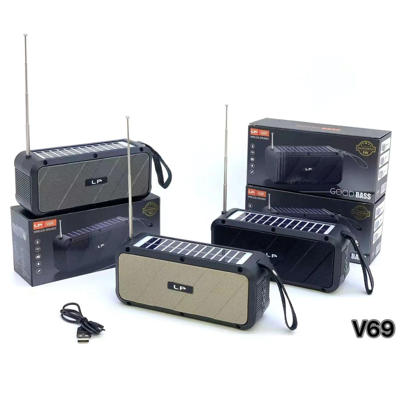 LP-V69 Wireless Bluetooth Speaker - Portable FM Radio, Rechargeable ...