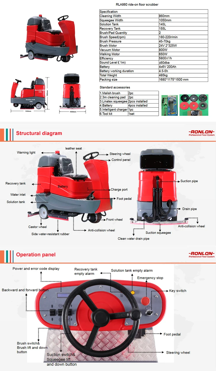 Ride-On Auto Scrubber Concrete Rotary Auto Wet and Dry Gym Floor ...