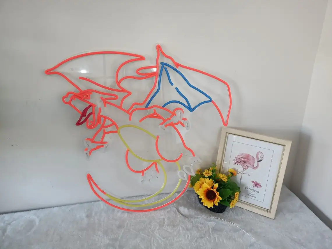 Custom Charizard Anime Logo LED Neon Light Sign for Game Room Decor ...