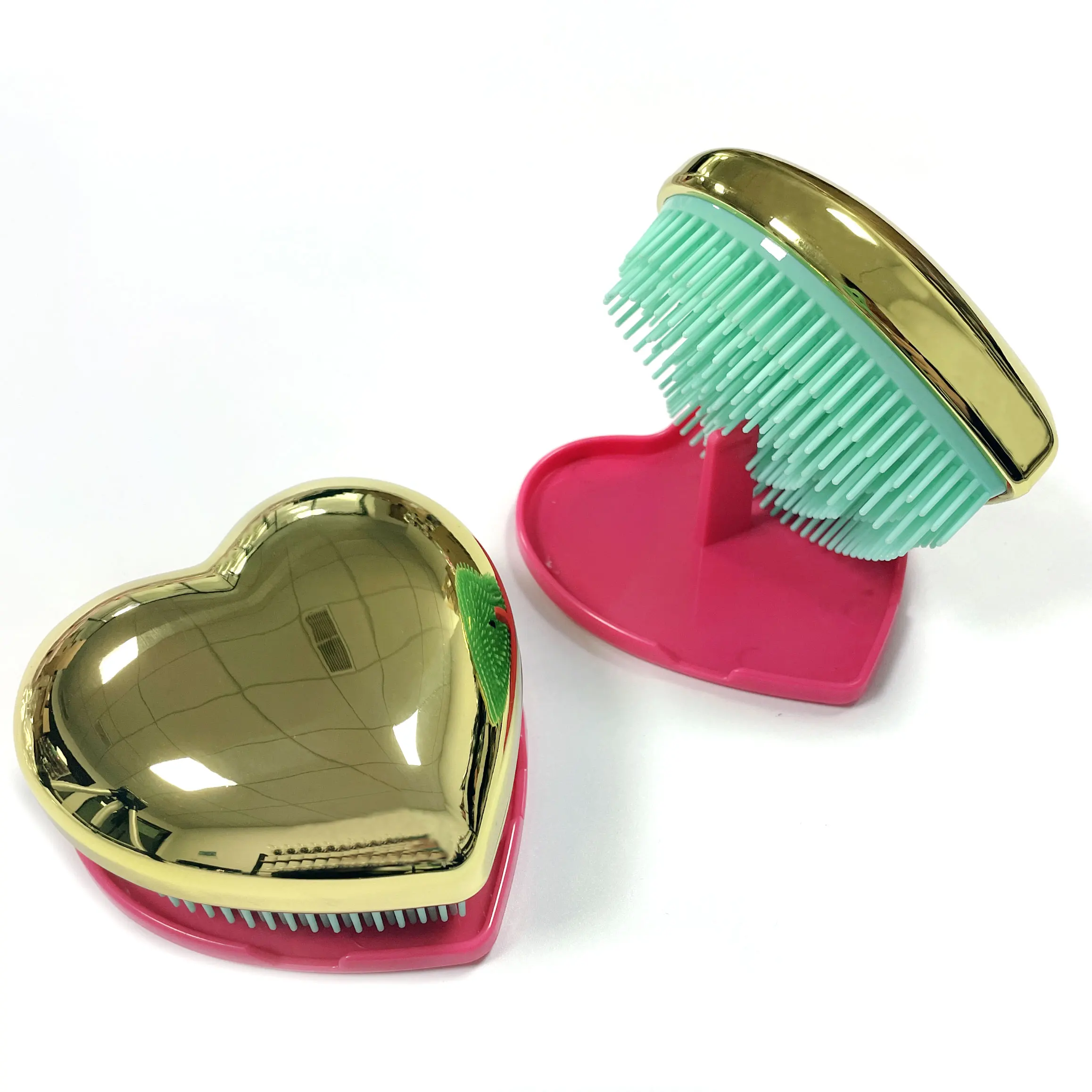 Oem Portable Comb Heart Shaped Brush Electroplatedanti - Knot Straight ...