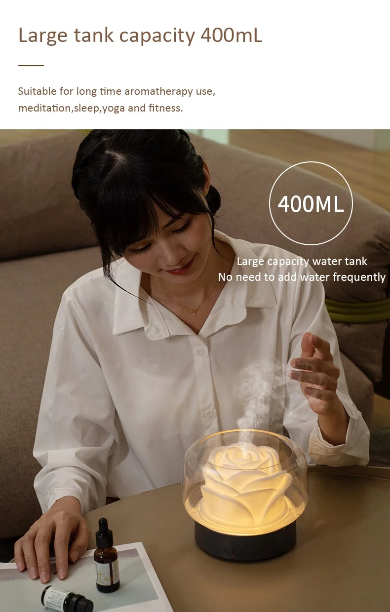 Cool Mist Portable Aroma Diffuser Flower Rose 400ml Usb Portable ...