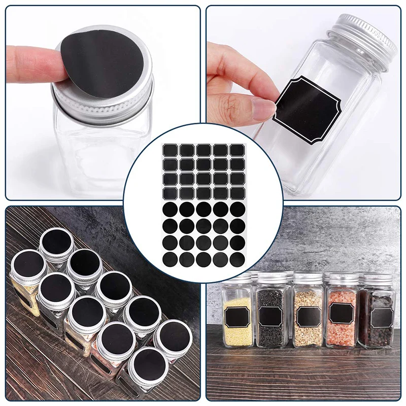 Square Glass Spice Containers - 4oz Jars for Kitchen