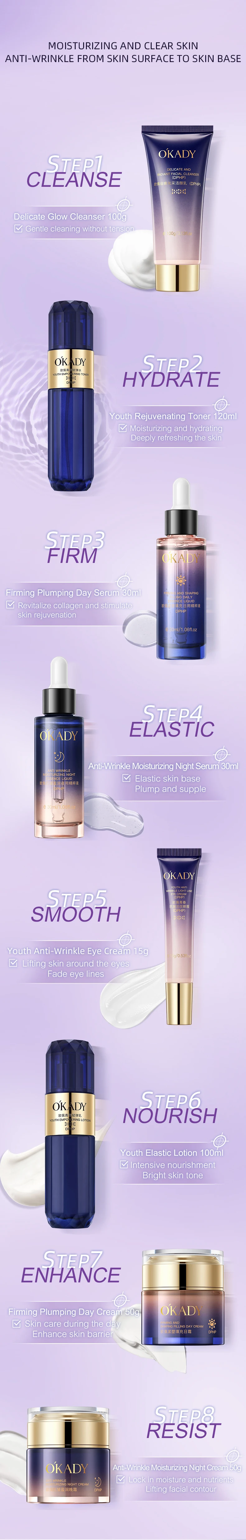 Okady Beauty Face Kit Care Hyaluronic Acid Mineral Anti-aging Anti ...
