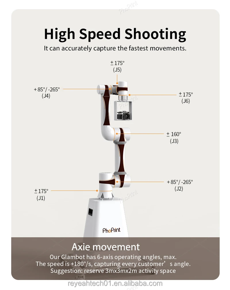 Glambot Robotic Arm 6 Axis Robotic Arm Camera Motion Control For Selfie ...