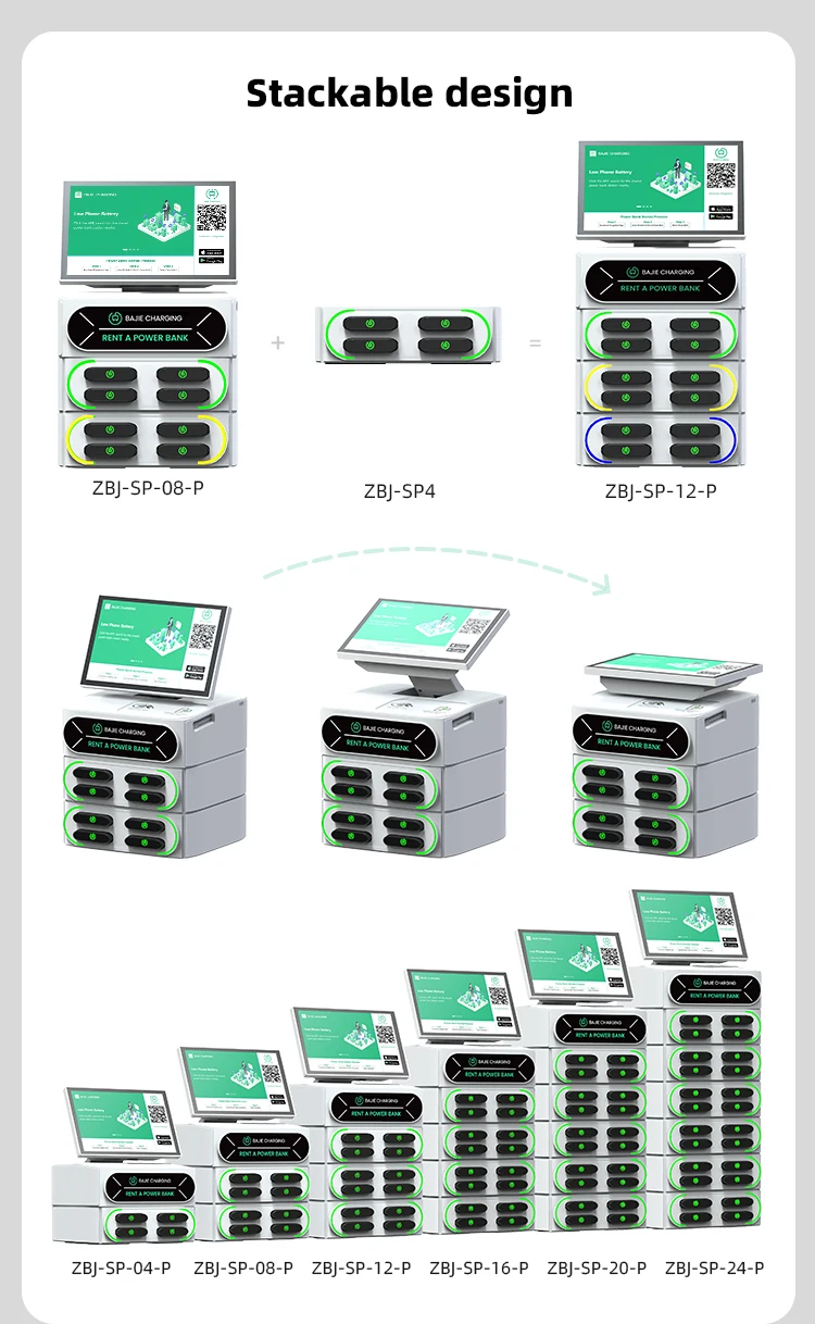 12 Slots Integrated Stackable Power Bank Vending Machine Share Power ...