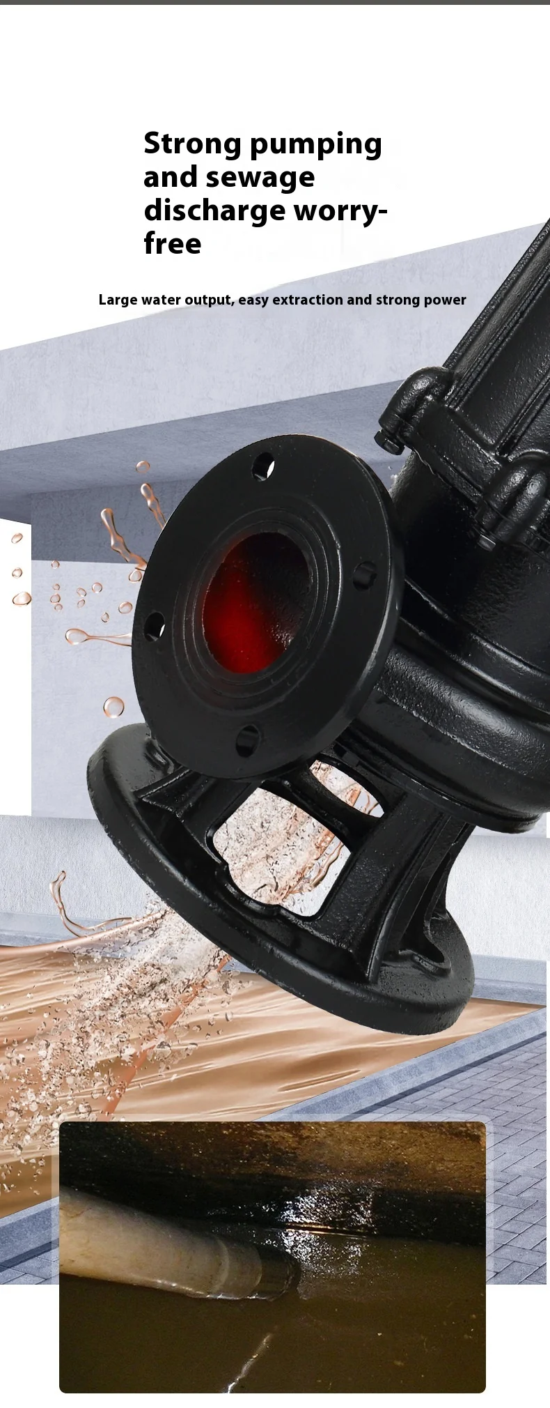 Custom Power Electric Water Submersible Pumps Cast Iron Sewage Pump ...