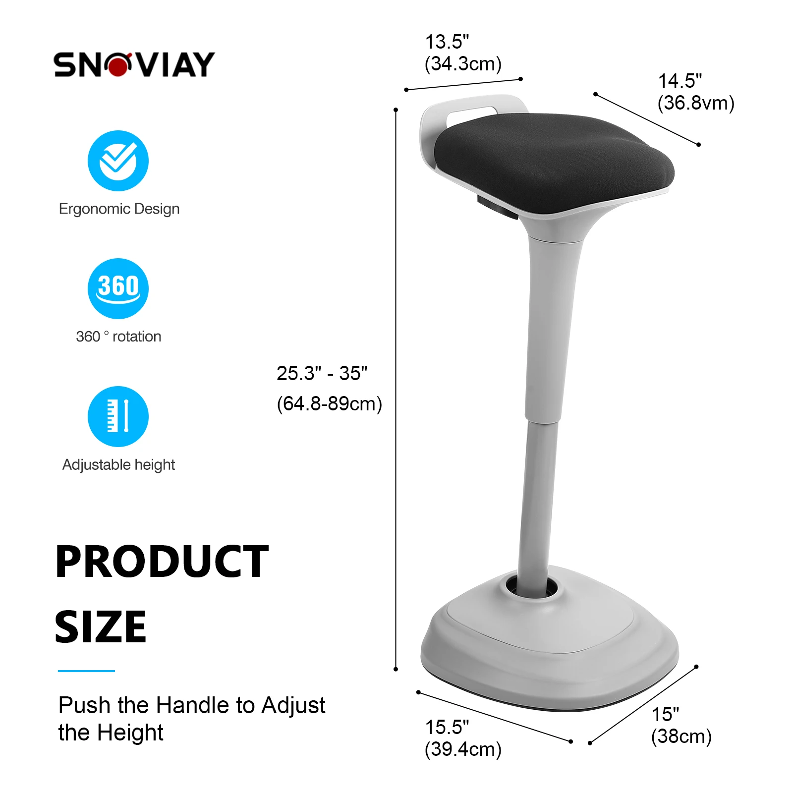 Gray Adjustable-Height Wobble Stool for Active Learning
