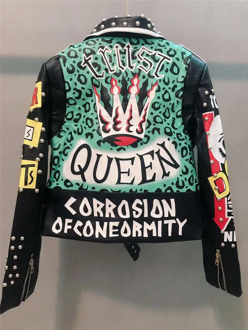Punk Leather Jacket Painted