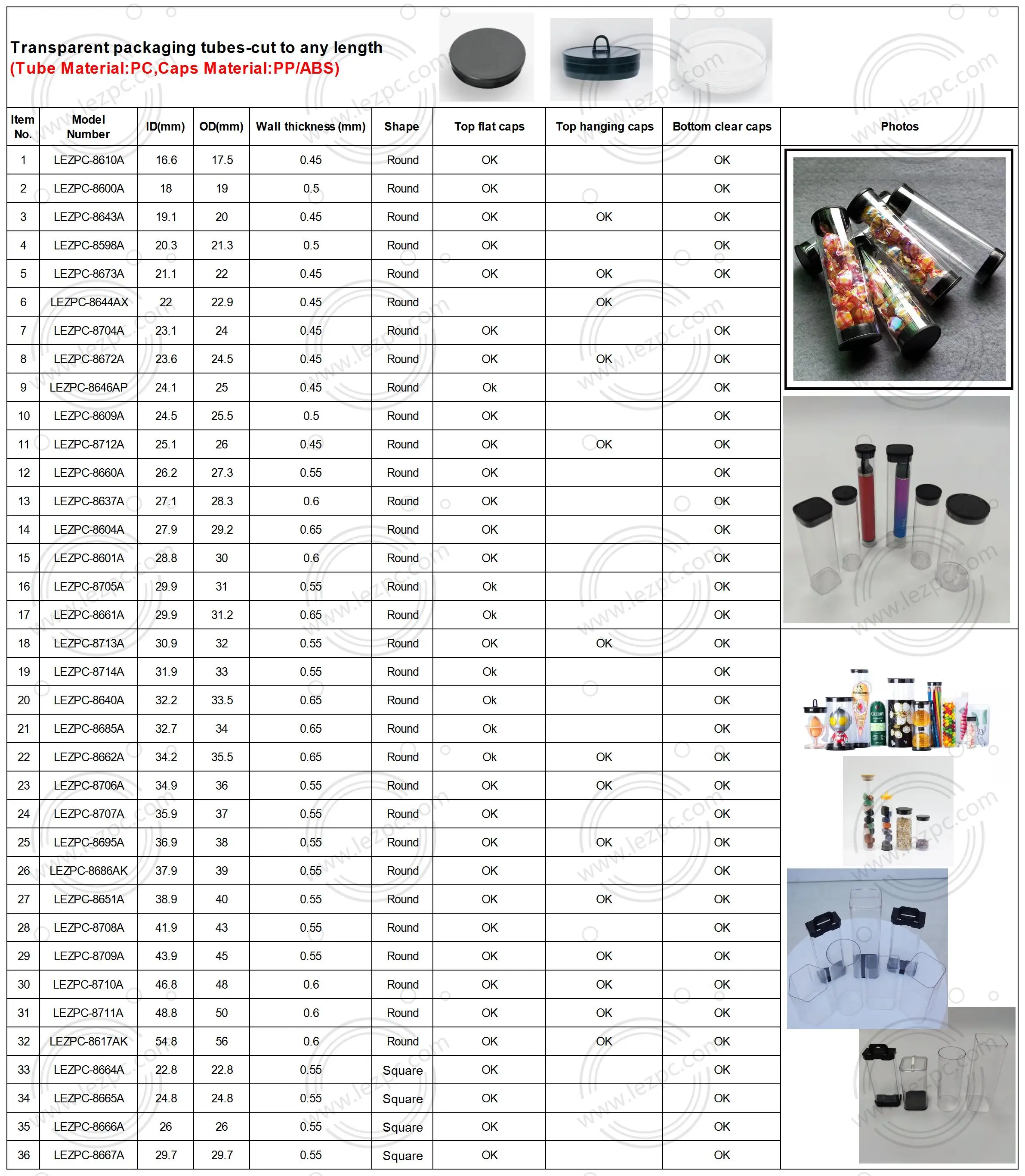 Transparent Plastic Tube Packaging Custom Labeling Gift & Craft Plastic ...