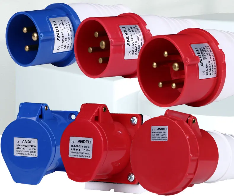 IP67 3P 250V 32a 220v Industrial Caravan T Plug Socket 16amp